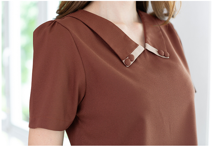 NT2351 Double Button Point Collar Blouse – Cocoa – Narinarishop.com