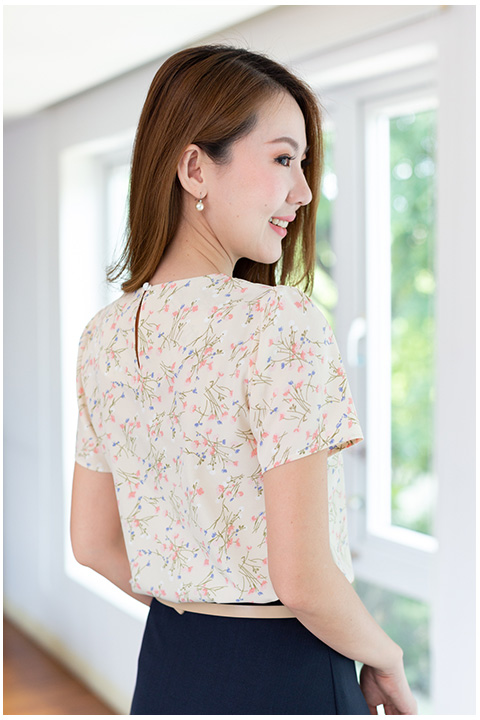 NT2328 Double Button Placket Blouse – Cream – Narinarishop.com