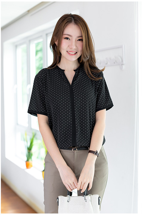 MN0115 Black Hem Top – Dot Black – Narinarishop.com