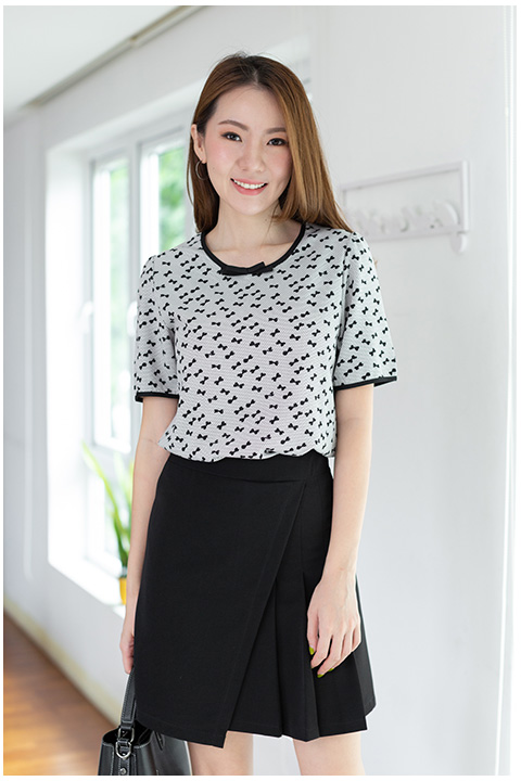 MT1010 Sweet Blouse with Bow Neckline – White – Narinarishop.com