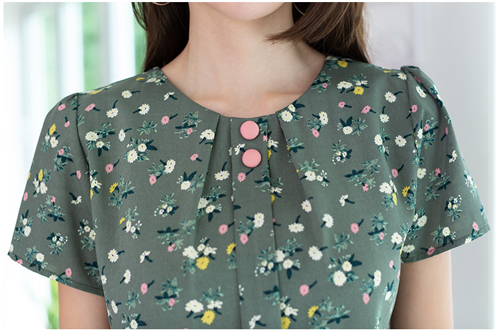 NT2328 Double Button Placket Blouse – Dark Green – Narinarishop.com