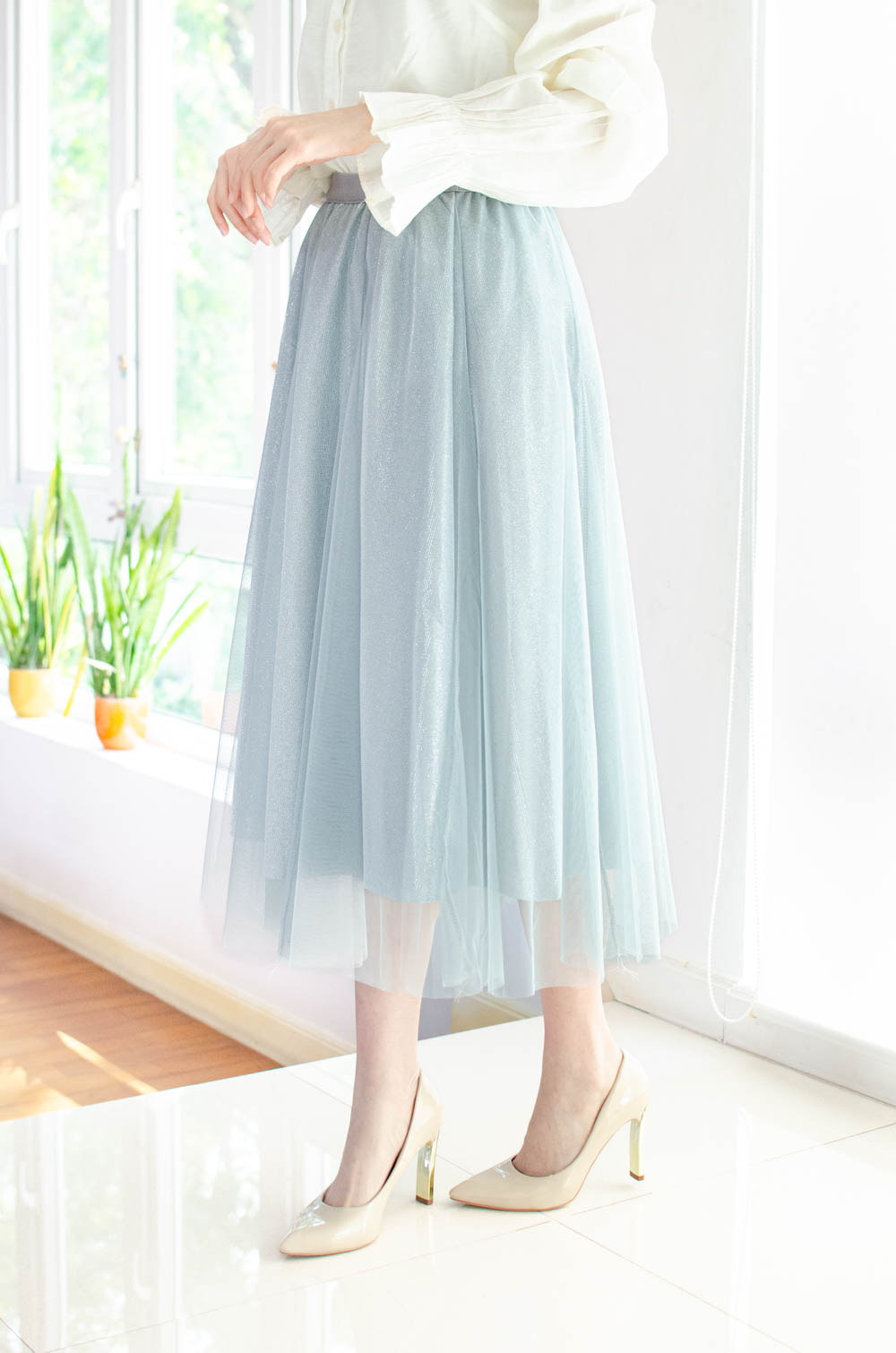 NK088 Soft Tulle Starry Skirt – Blue – Narinarishop.com